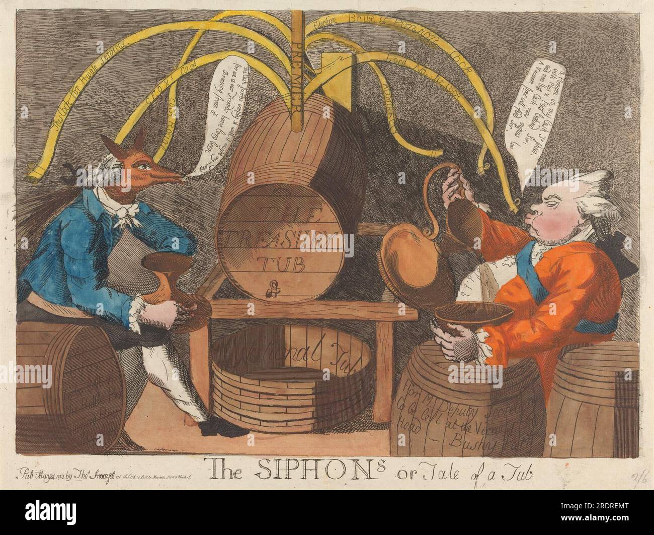 The Siphon's or Tale of a Tub 1783 by James Gillray Stock Photo - Alamy