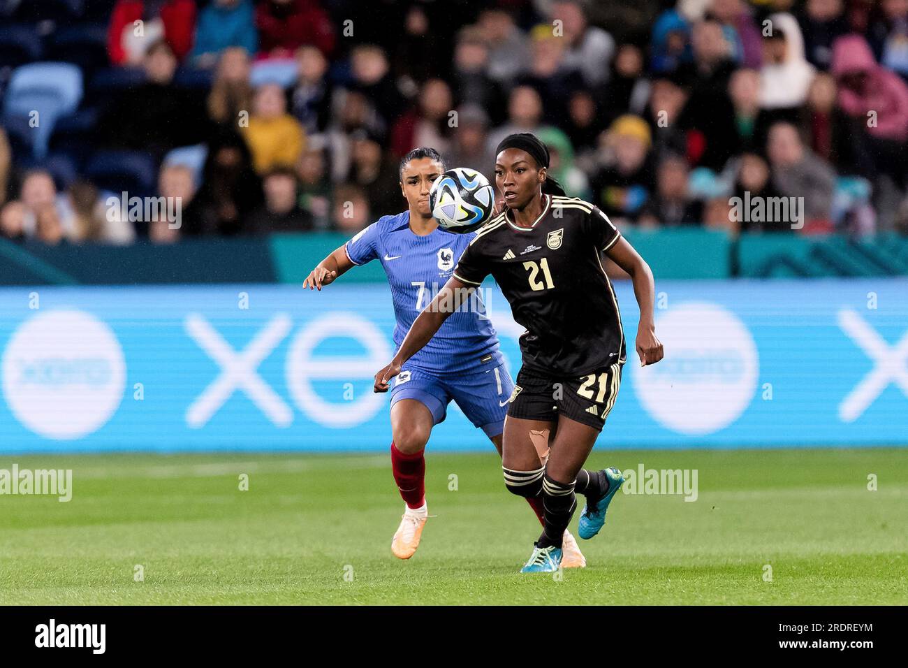 Sydney, Australia, 23 July, 2023. Cheyna Matthews of Jamaica looks at ...