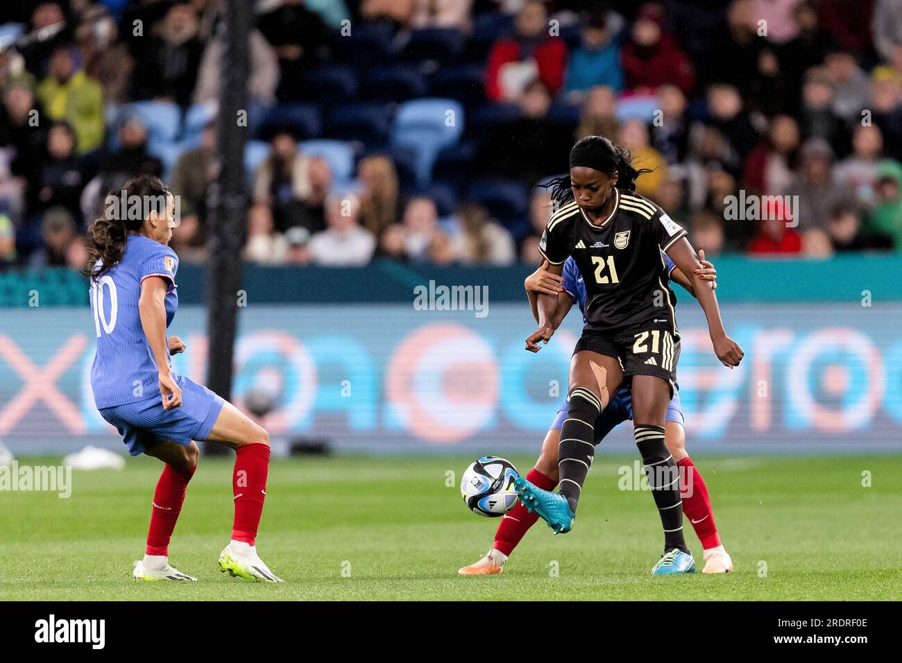 Sydney, Australia, 23 July, 2023. Cheyna Matthews of Jamaica controls ...