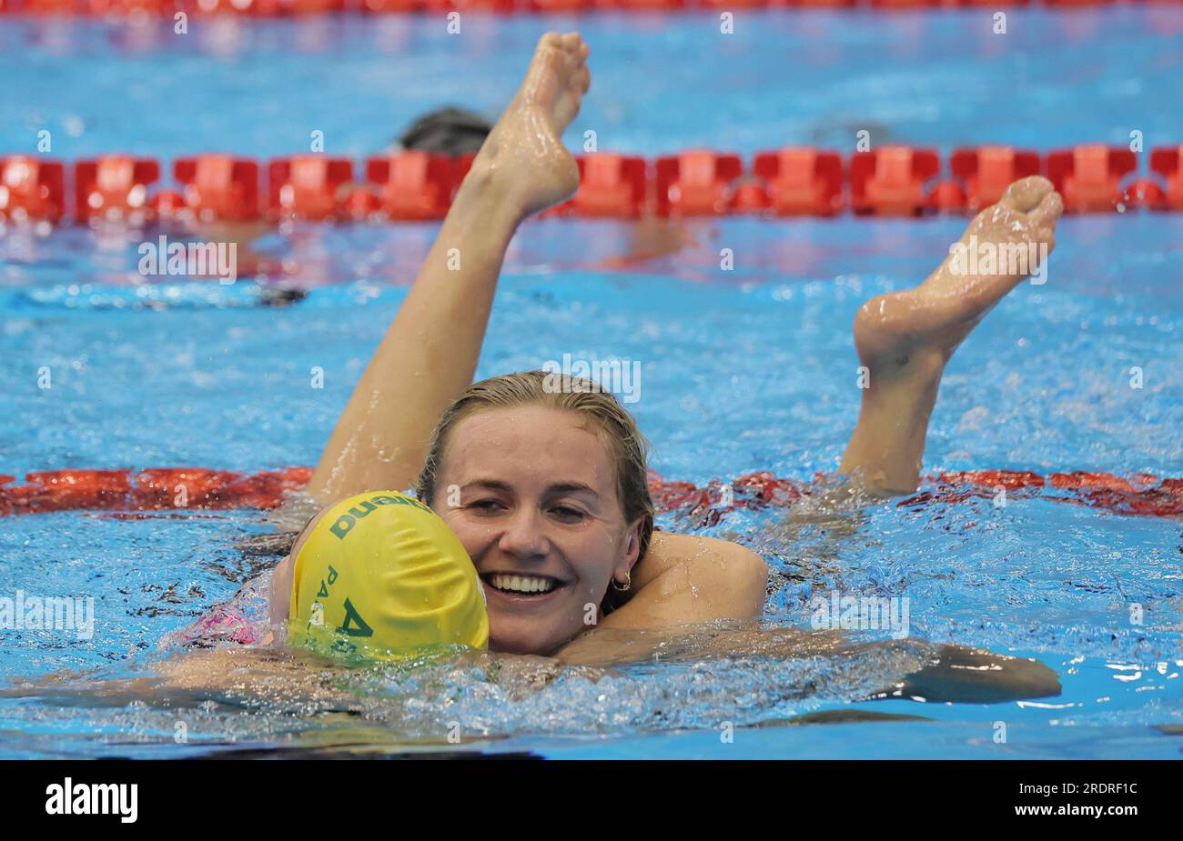 TITMUS Ariarne of Australia reacts during women's 400m freestyle final of World Aquatics ...