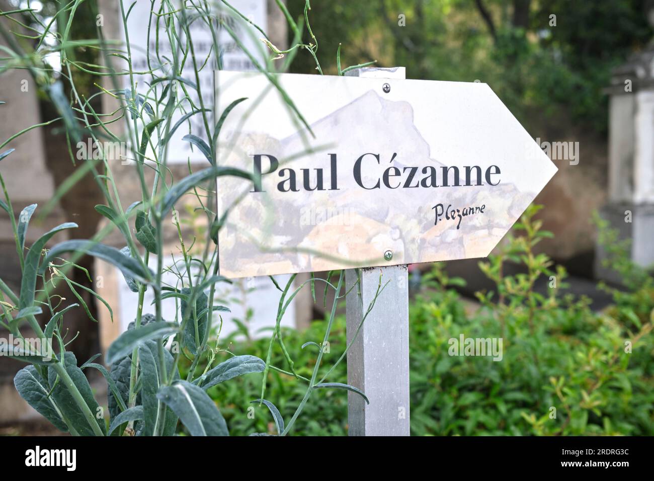 Direction sign to Paul Cezannes Grave St Pierre Cemetery in Aix en ...