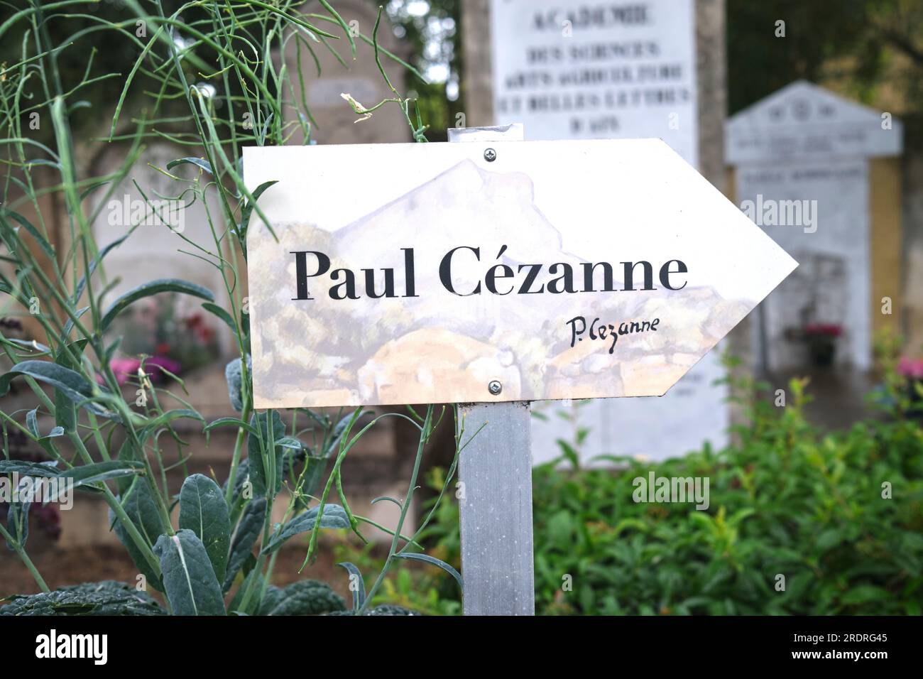 Direction sign to Paul Cezannes Grave St Pierre Cemetery in Aix en ...