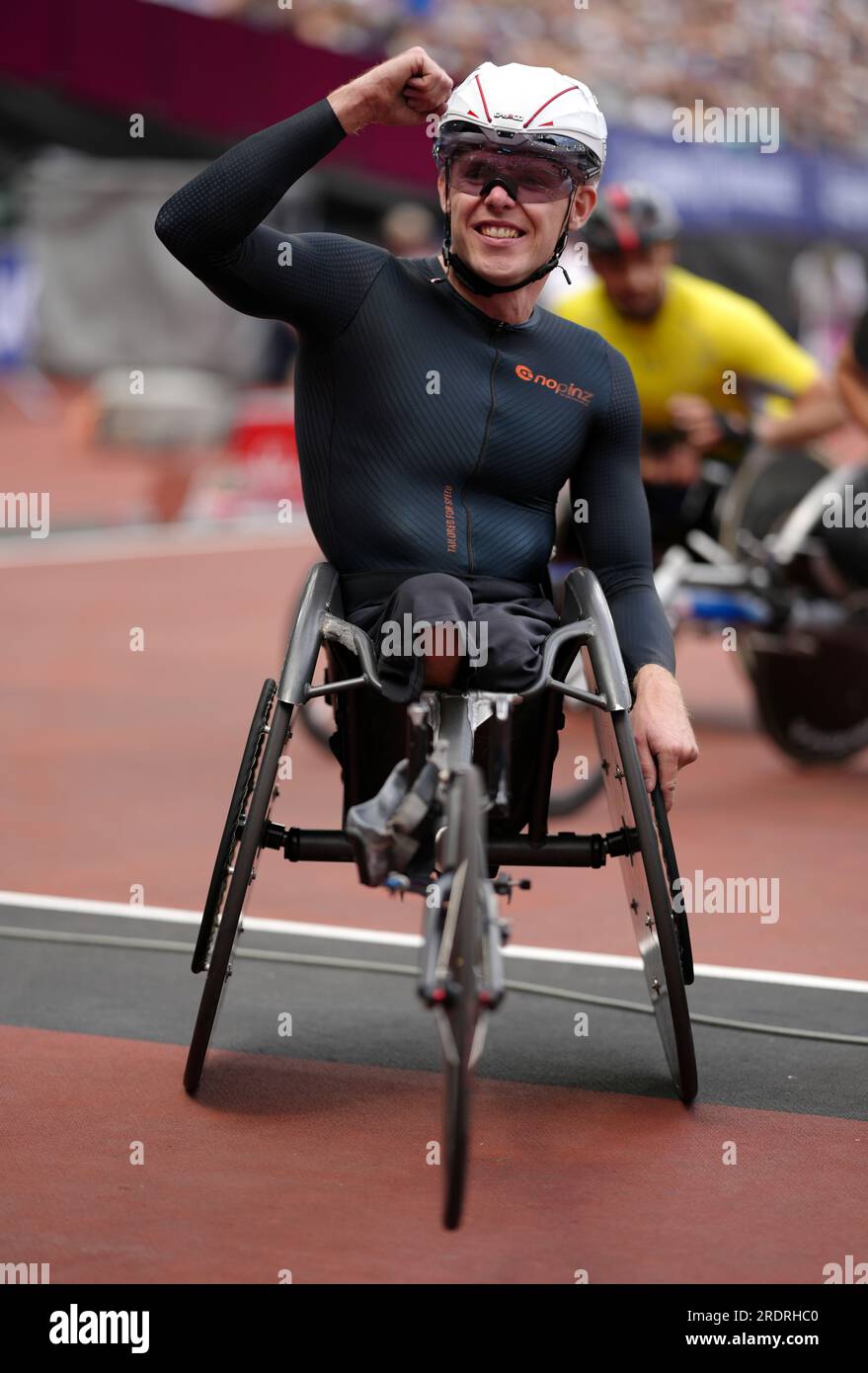 Nathan Maguire celebrates winning the Men's 1500m Wheelchair race ...