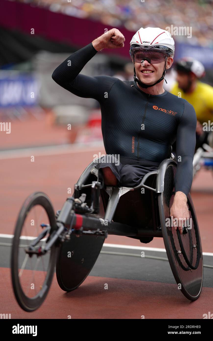 Nathan Maguire celebrates winning the Men's 1500m Wheelchair race ...