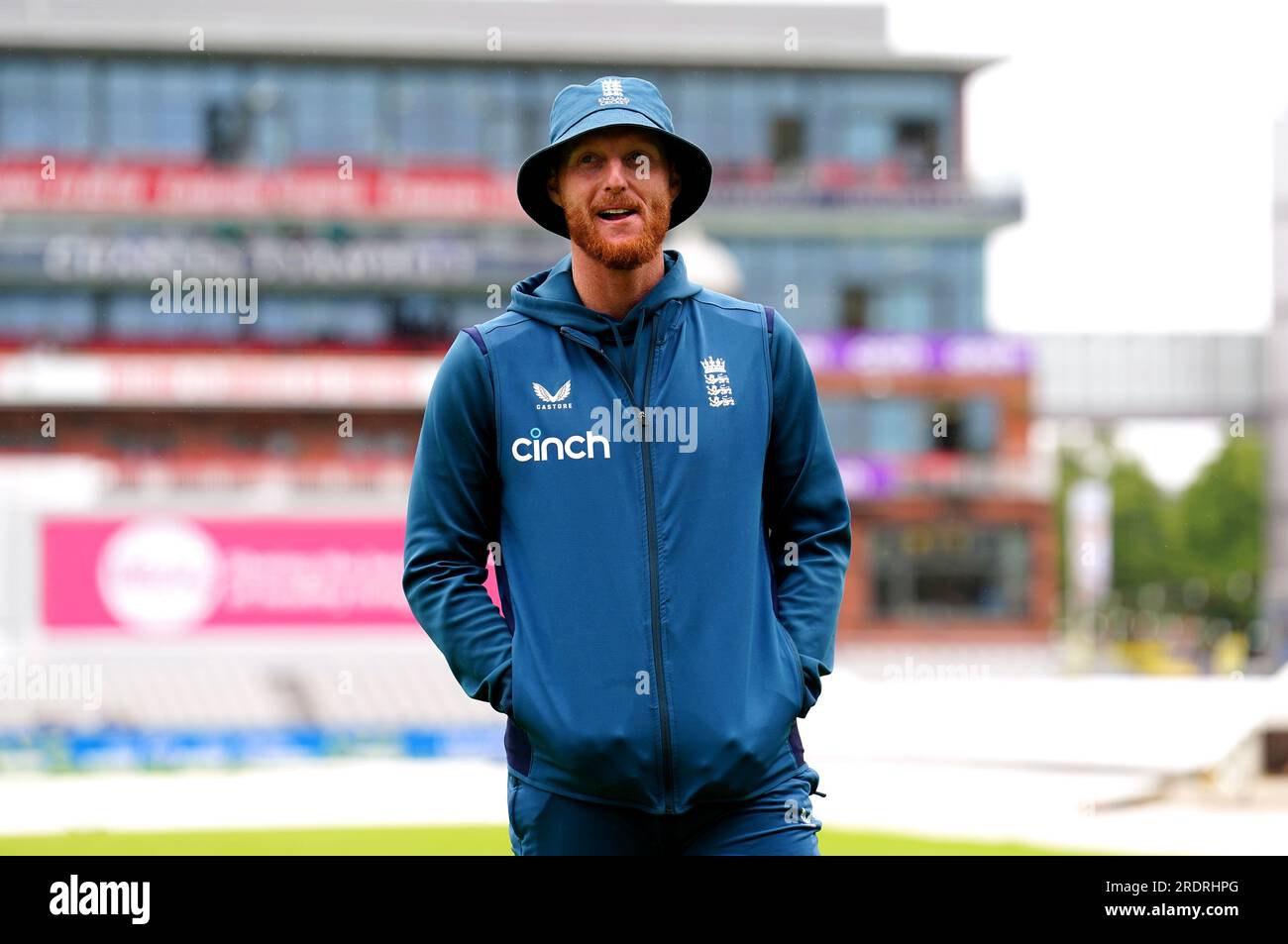 England's Ben Stokes walks the field as play is delayed due to rain on ...