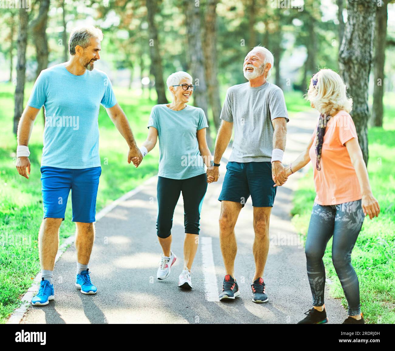 outdoor senior fitness woman man lifestyle active sport exercise ...