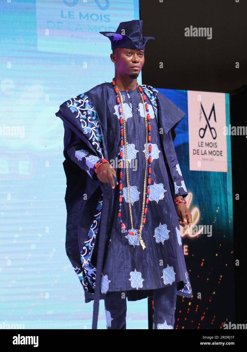 Cotonou. 22nd July, 2023. A model presents a creation during the Benin ...