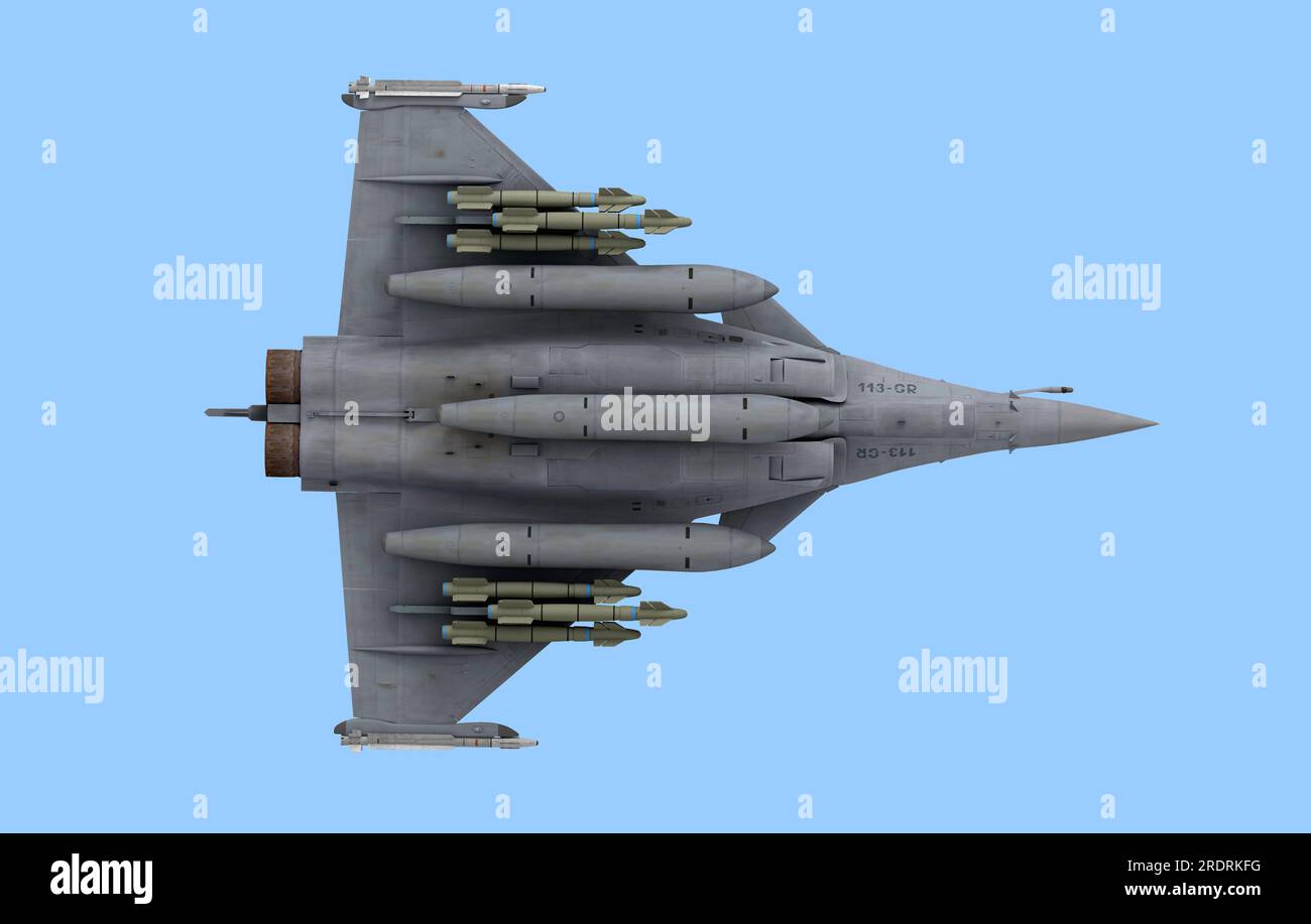 attack fighter bottom view 3d render on blue Stock Photo - Alamy