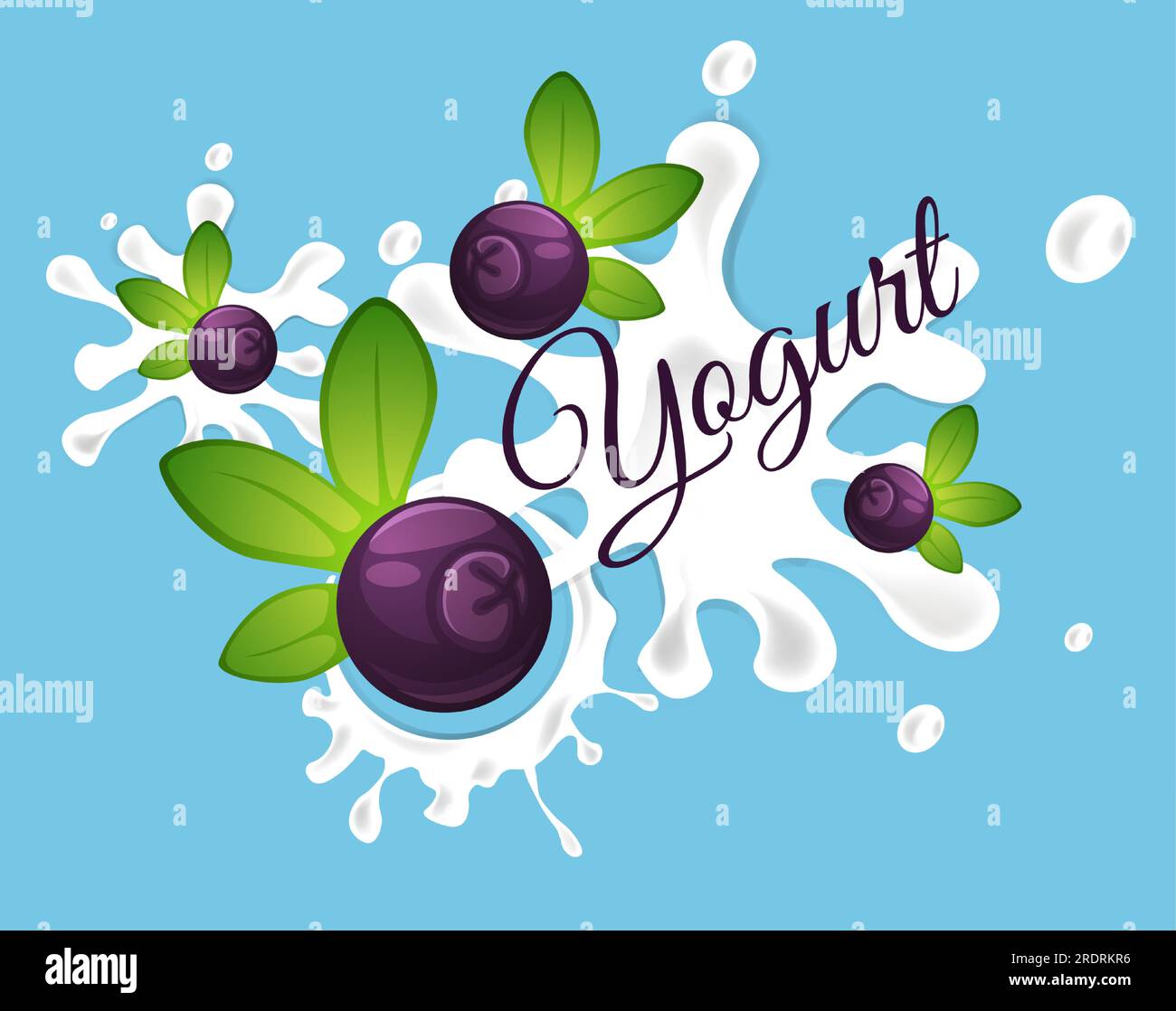 Blueberries greek yogurt Stock Vector Images - Alamy