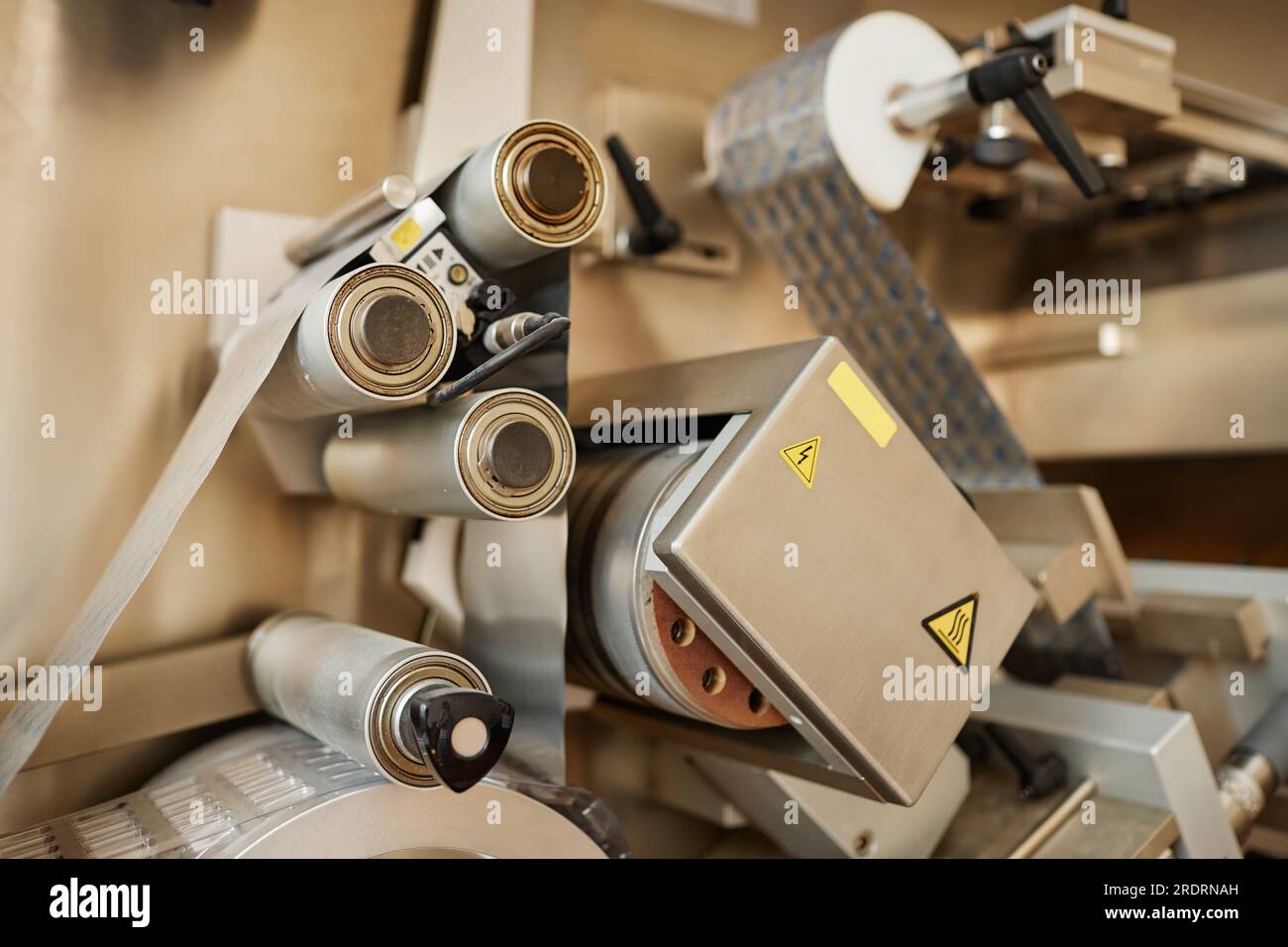 Closeup background image of rotary machine parts at industrial factory ...