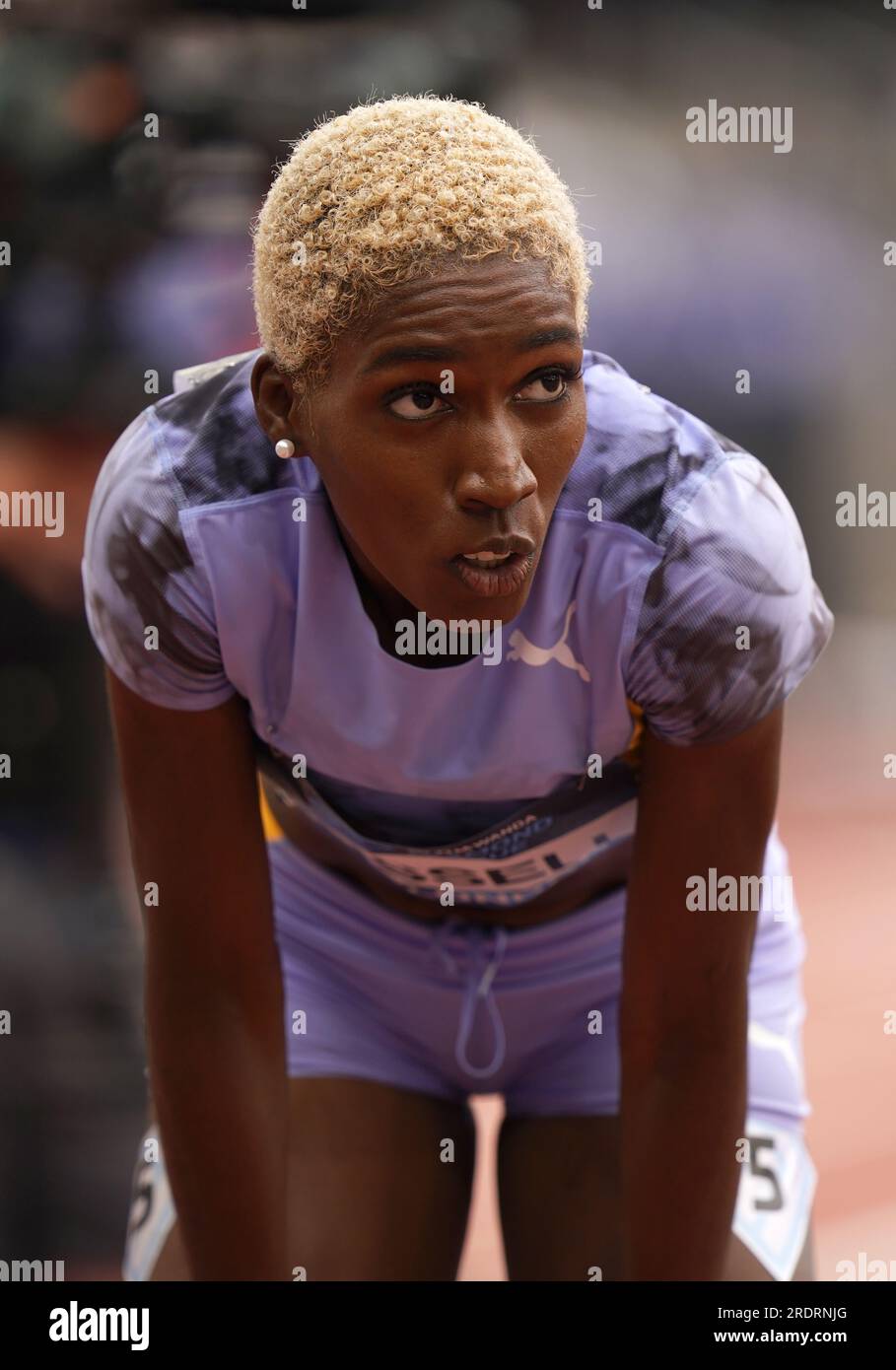 Janieve Russell of Jamaica after the Women's 400m Hurdles during The ...