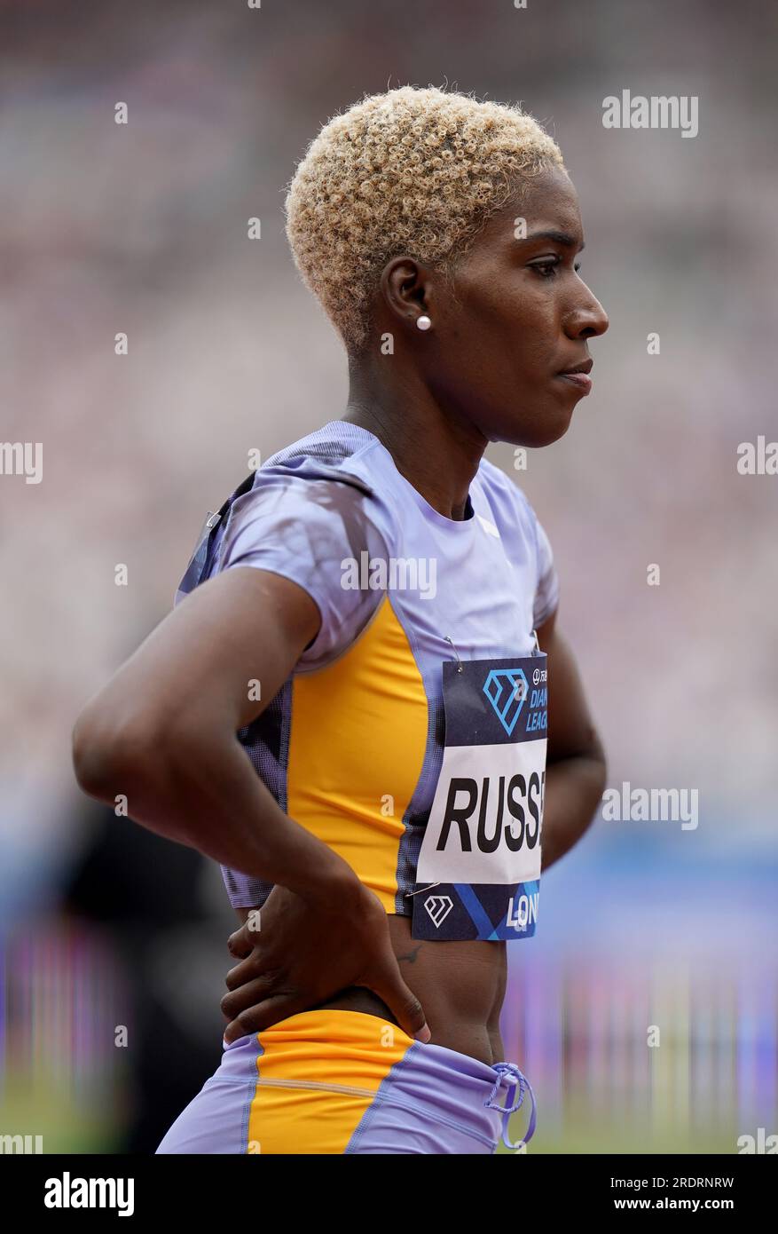 Janieve Russell of Jamaica before the Women's 400m Hurdles during The ...