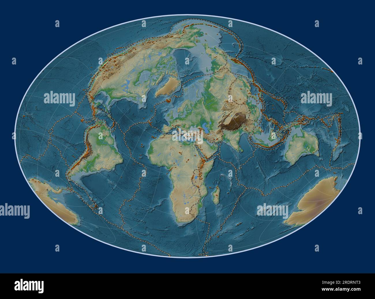 Aegean Sea Tectonic Plate On The Physical Elevation Map In The Fahey Oblique Projection Centered