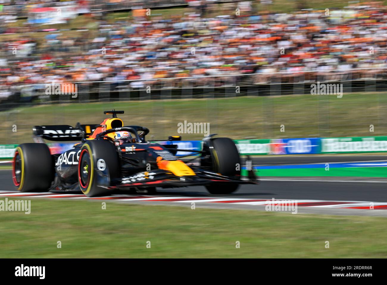 Dutch Formula One driver Max Verstappen of Red Bull Racing steers his ...