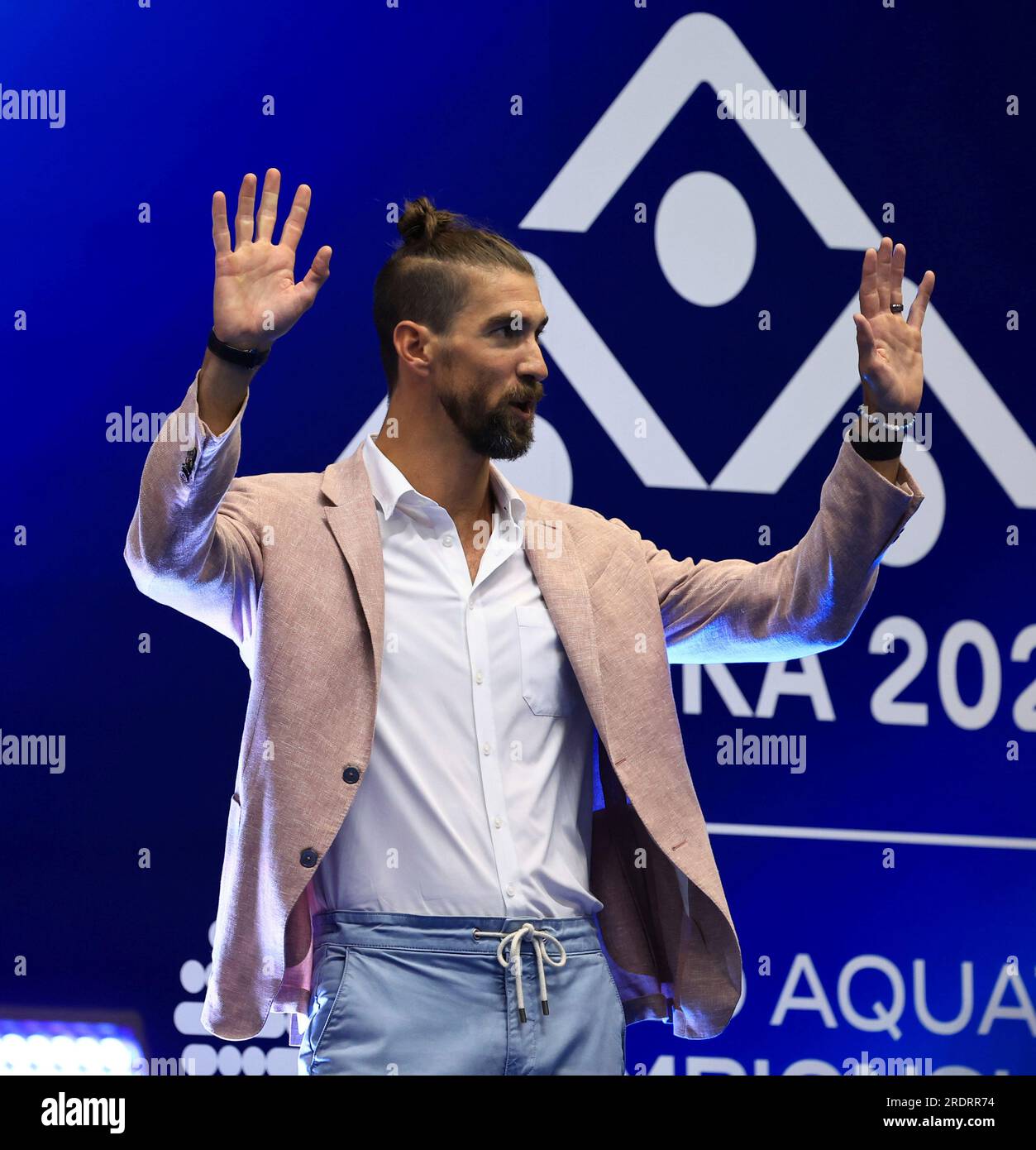 Michael Fred Phelps appears during an award ceremony of men's 400m ...