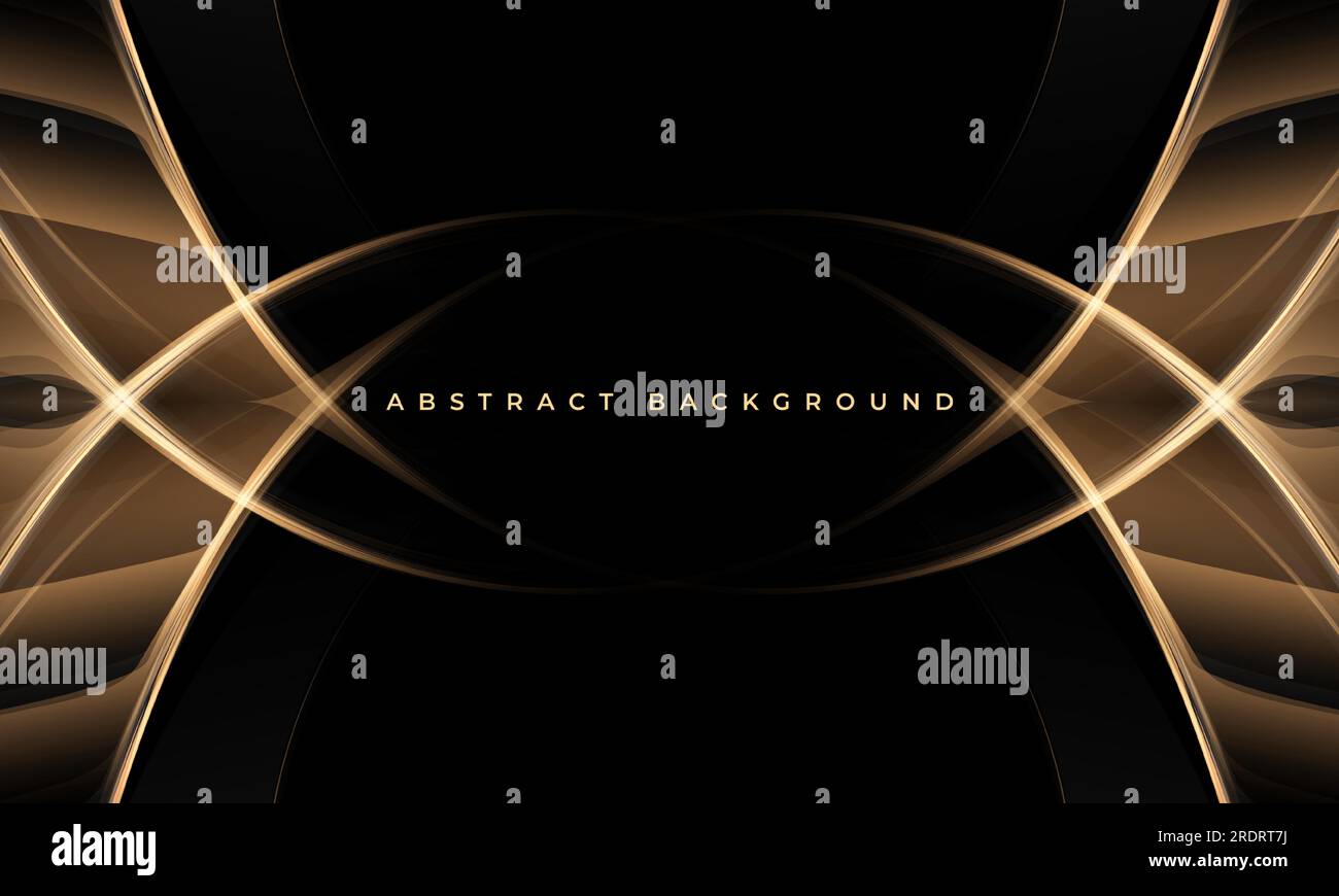 Elegant black and gold abstract luxury background with golden lines and ...