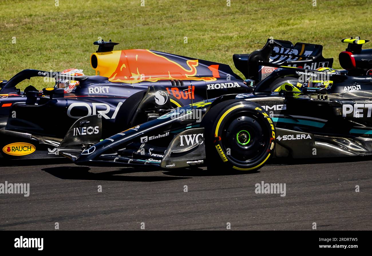 BUDAPEST - Max Verstappen (Red Bull Racing) and Lewis Hamilton ...