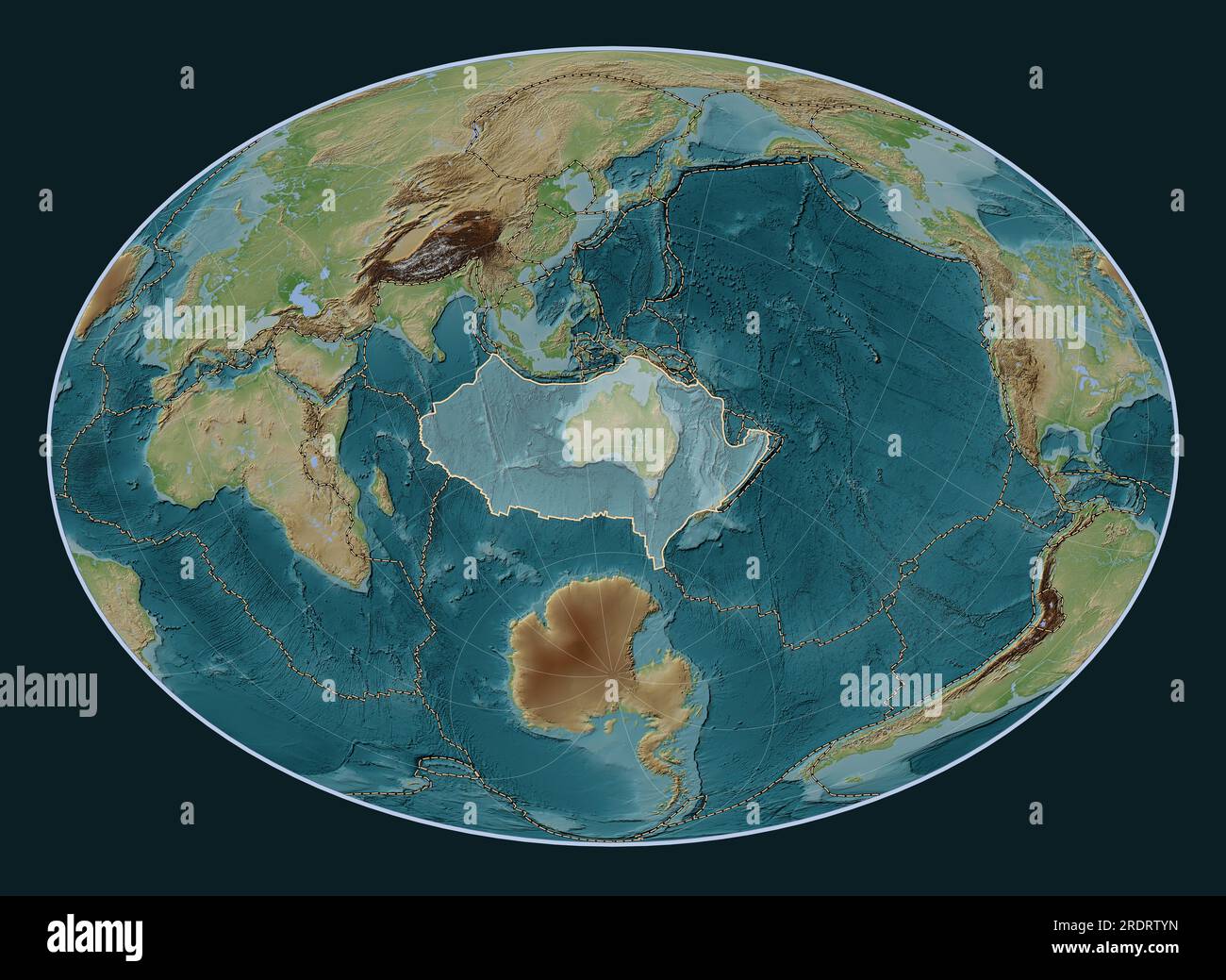 Australian tectonic plate on the Wiki style elevation map in the Fahey ...