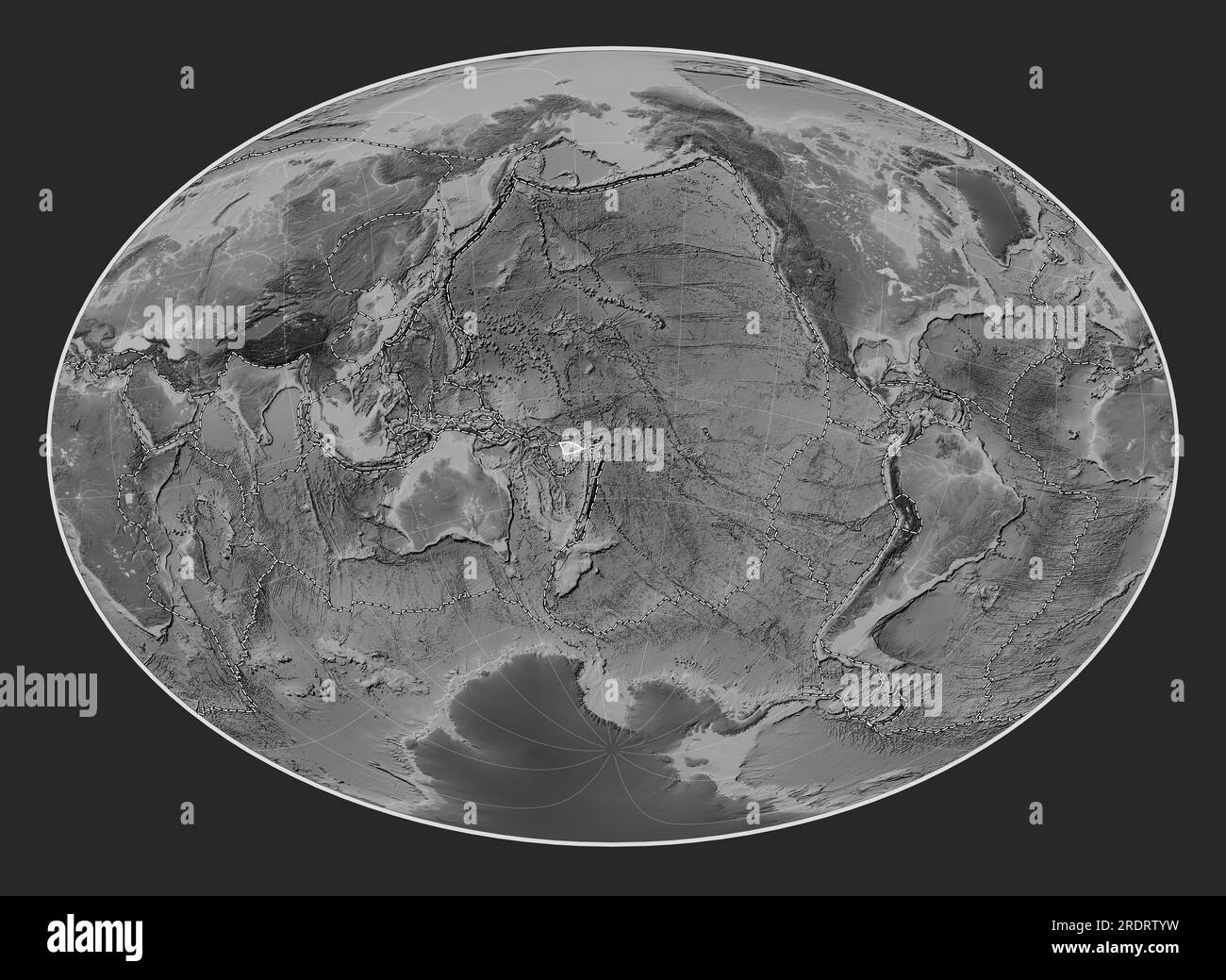 Balmoral Reef tectonic plate on the grayscale elevation map in the ...