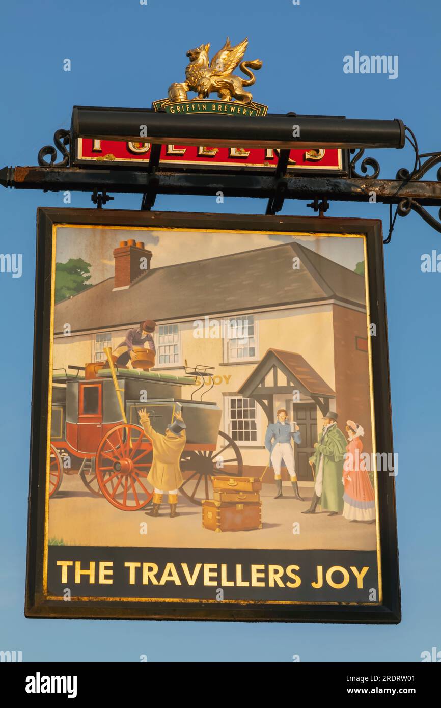 England, Sussex, West Sussex, Southbourne, The Traveller's Joy Pub Sign ...