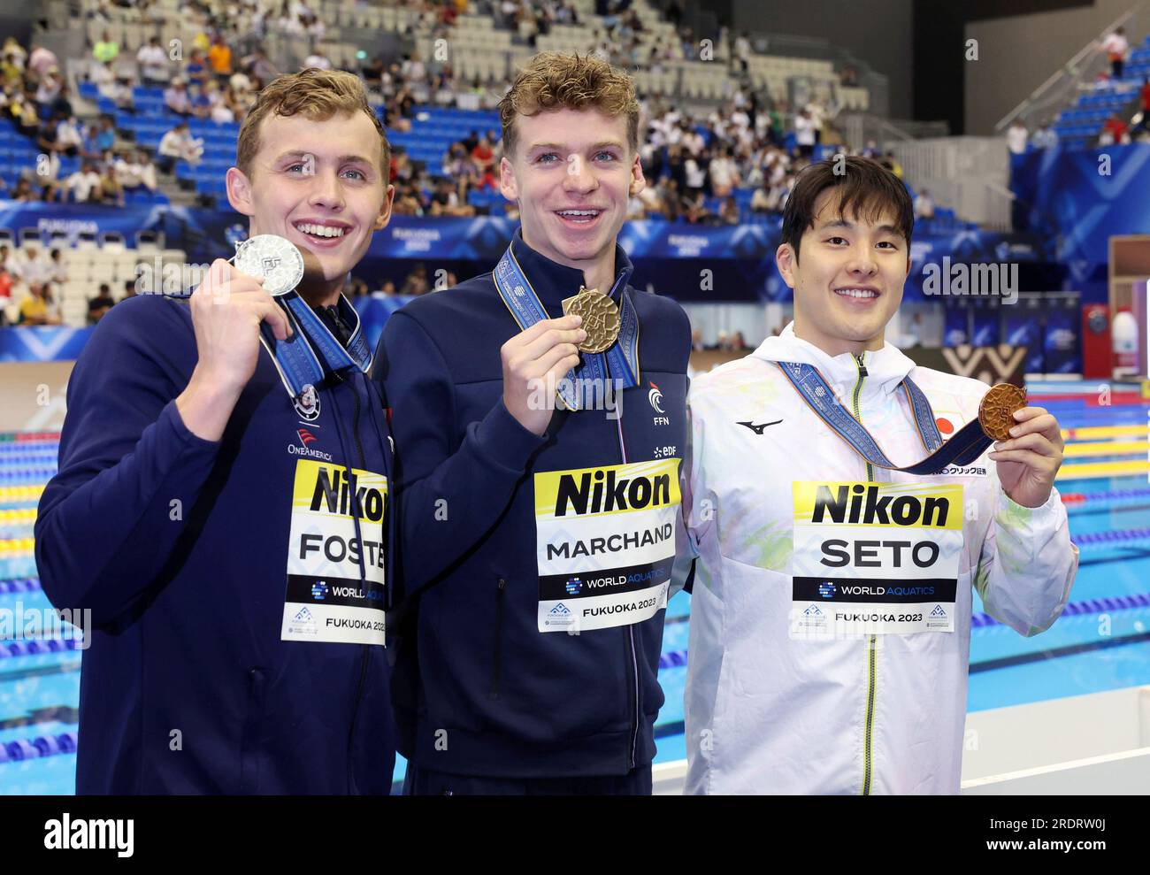 (L-R) FOSTER Carson of United States, silver, MARCHAND Leon of France ...