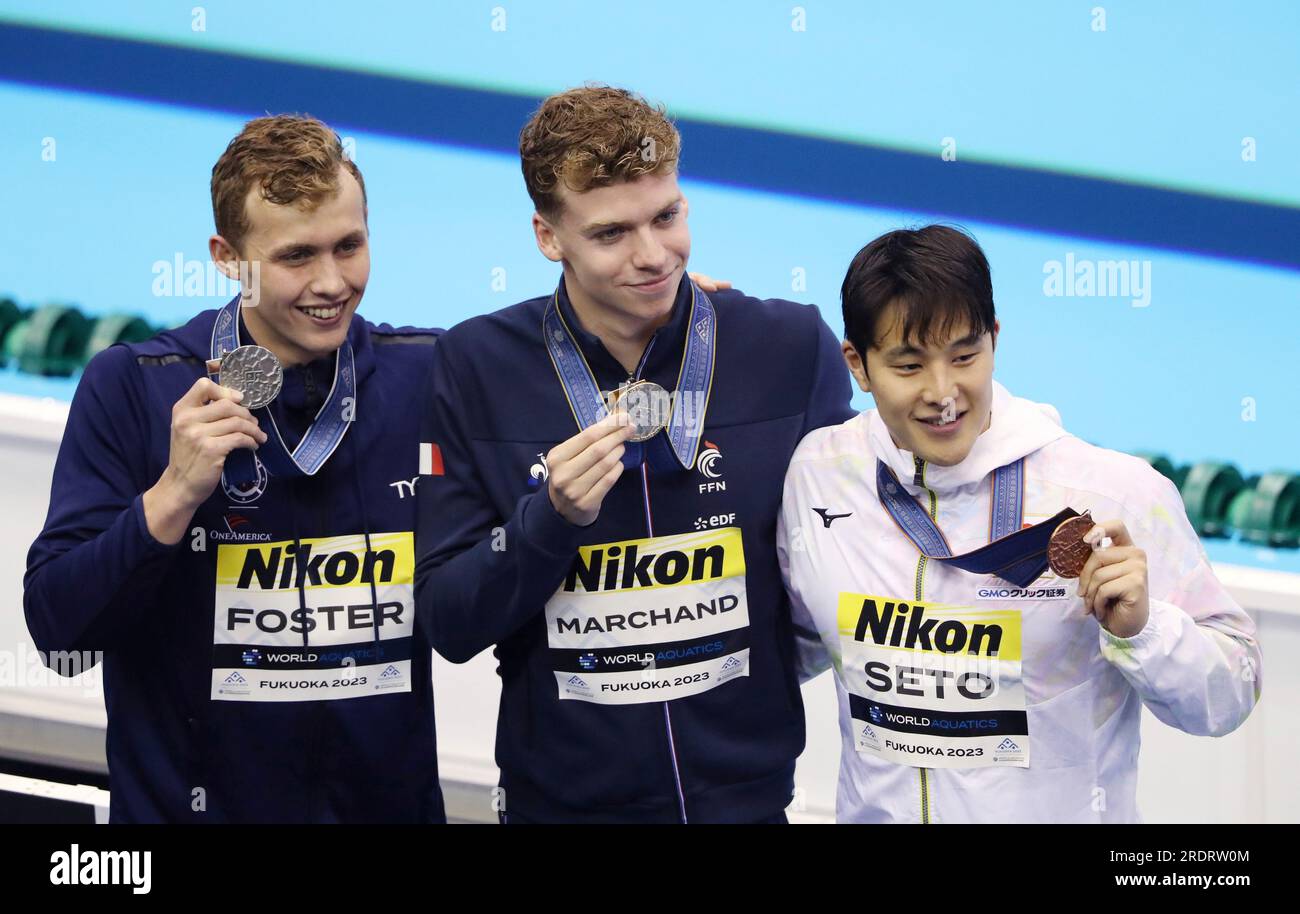 (L-R) FOSTER Carson of United States, silver, MARCHAND Leon of France ...