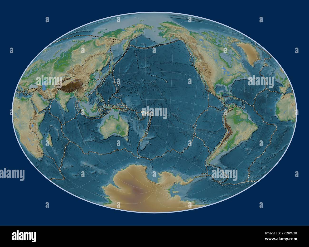 Balmoral Reef Tectonic Plate On The Physical Elevation Map In The Fahey Oblique Projection