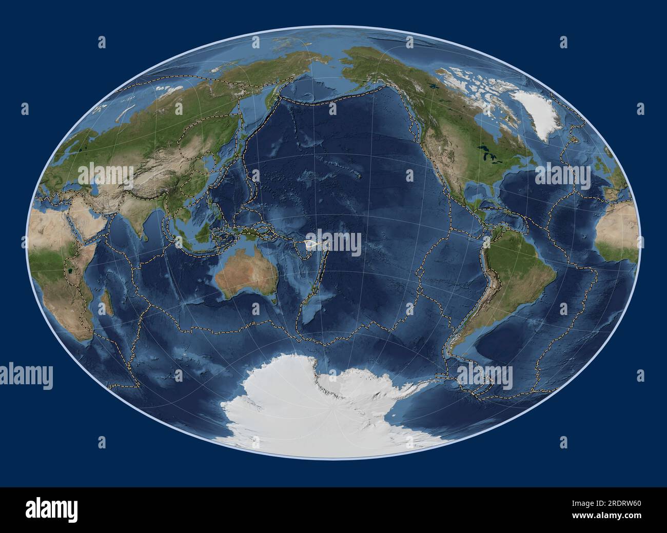 Balmoral Reef Tectonic Plate On The Blue Marble Satellite Map In The Fahey Oblique Projection