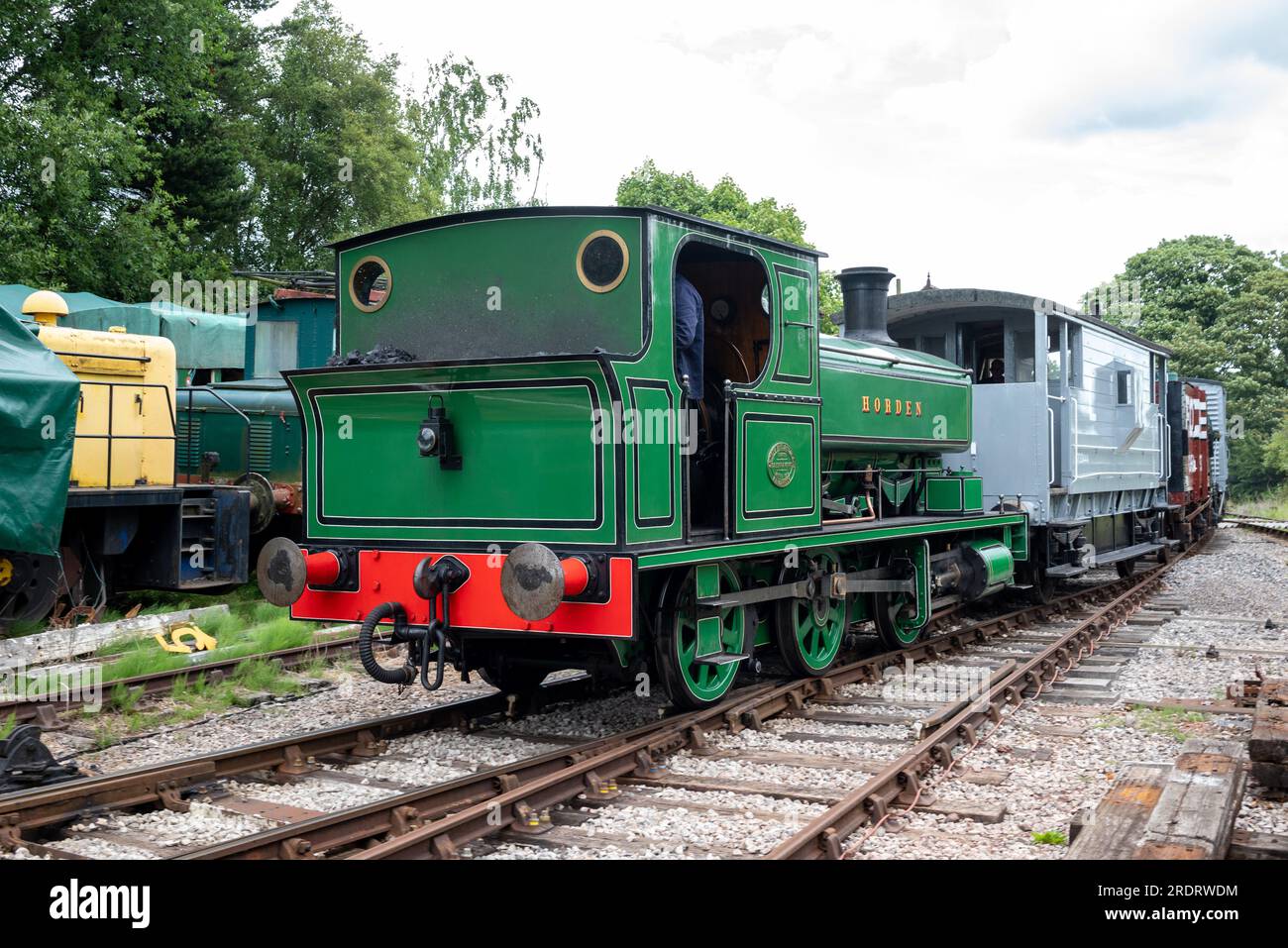 Steam tank engines shunting on the preserved Foxfield railway in the UK ...