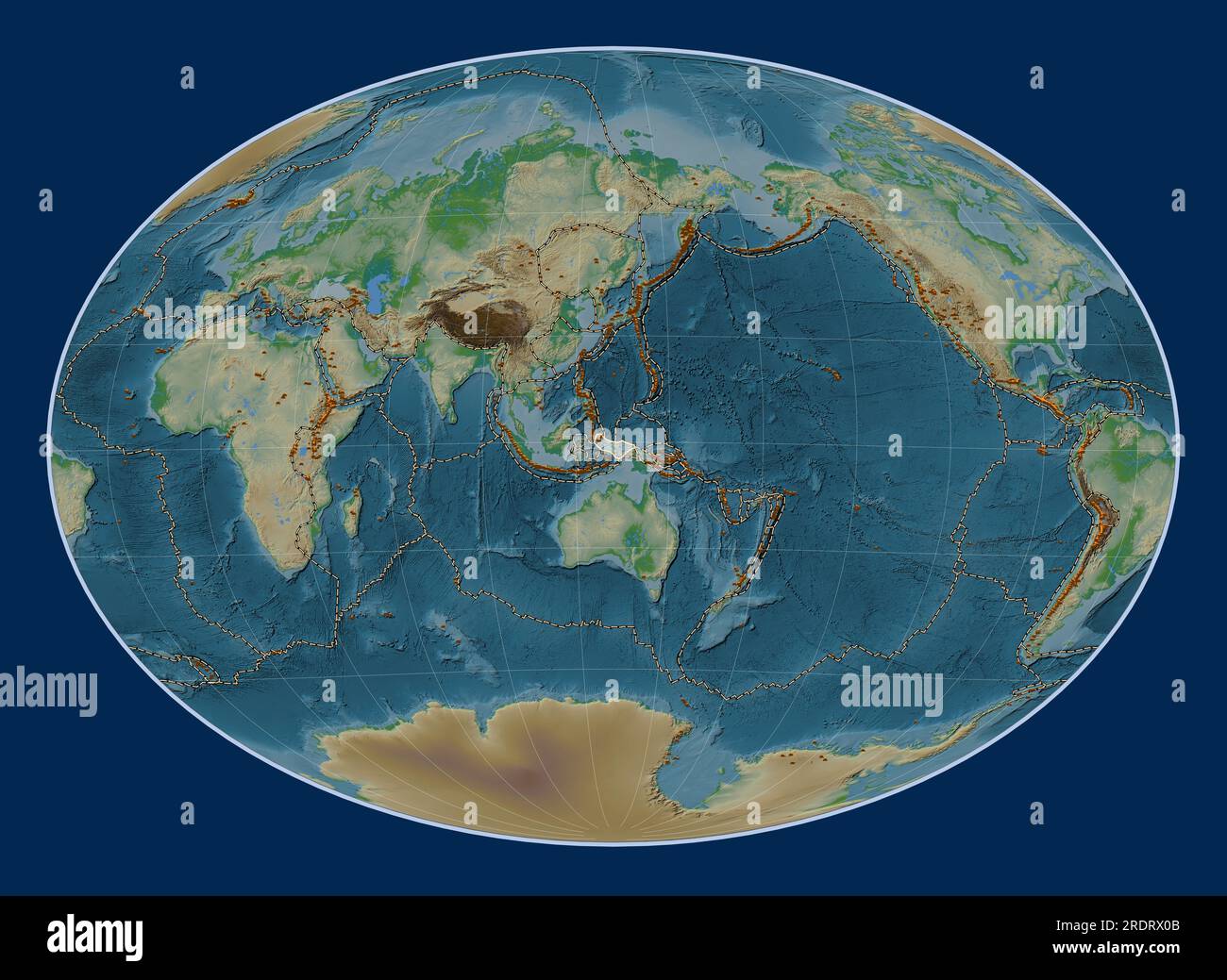 Birds Head tectonic plate on the physical elevation map in the Fahey ...