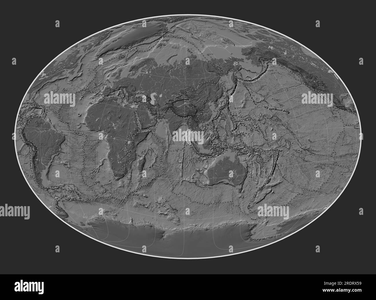 Burma tectonic plate on the bilevel elevation map in the Fahey Oblique ...