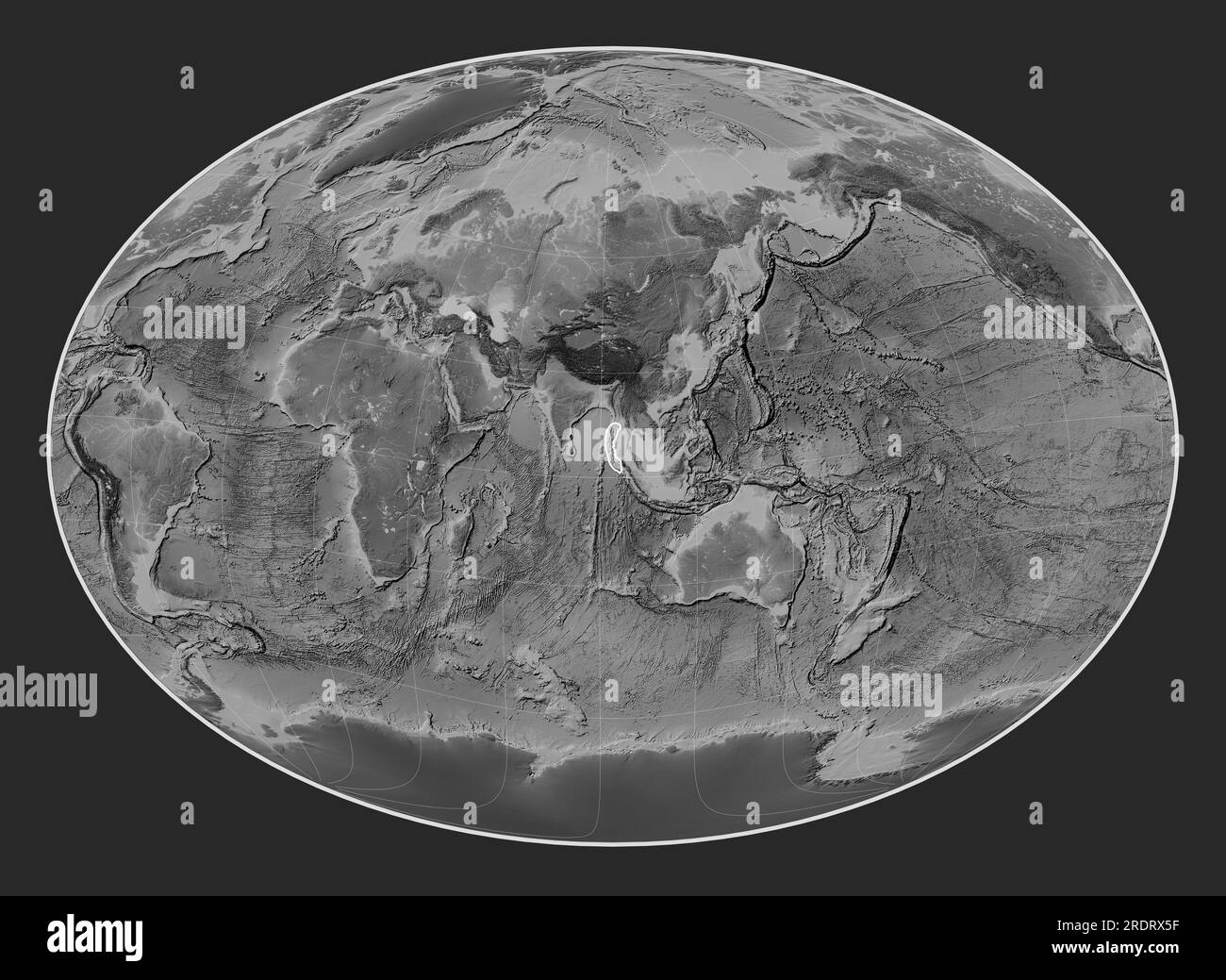 Burma tectonic plate on the grayscale elevation map in the Fahey ...