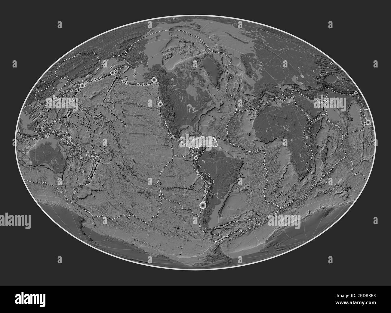 Caribbean tectonic plate on the bilevel elevation map in the Fahey ...