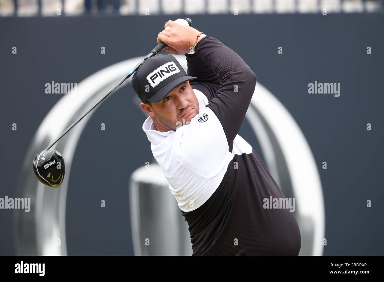 South Africa's Thriston Lawrence hits his tee shot during the day 3 of ...