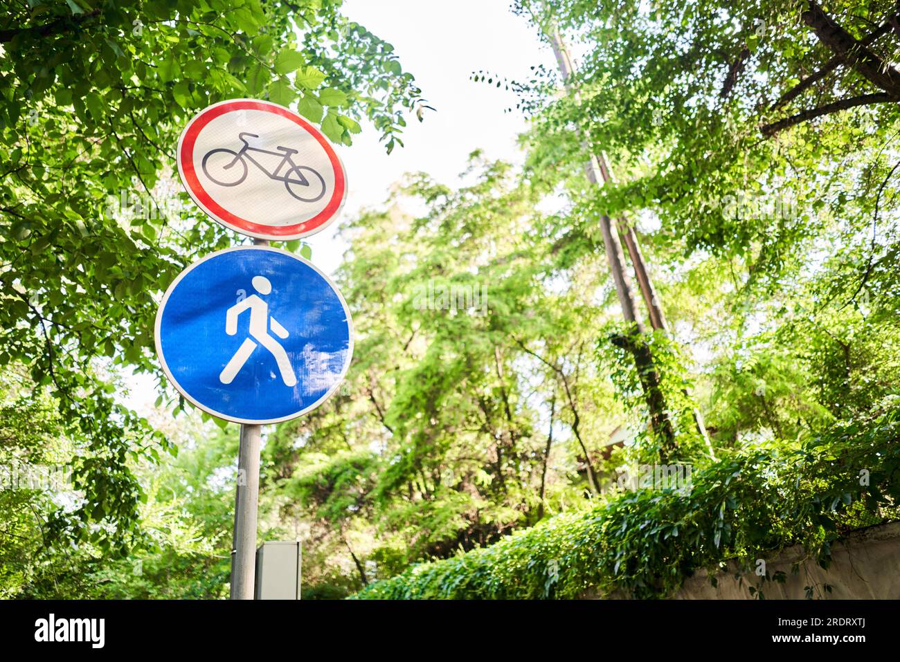 No bicycle riding or skateboarding on sidewalk pavement sign hi-res ...