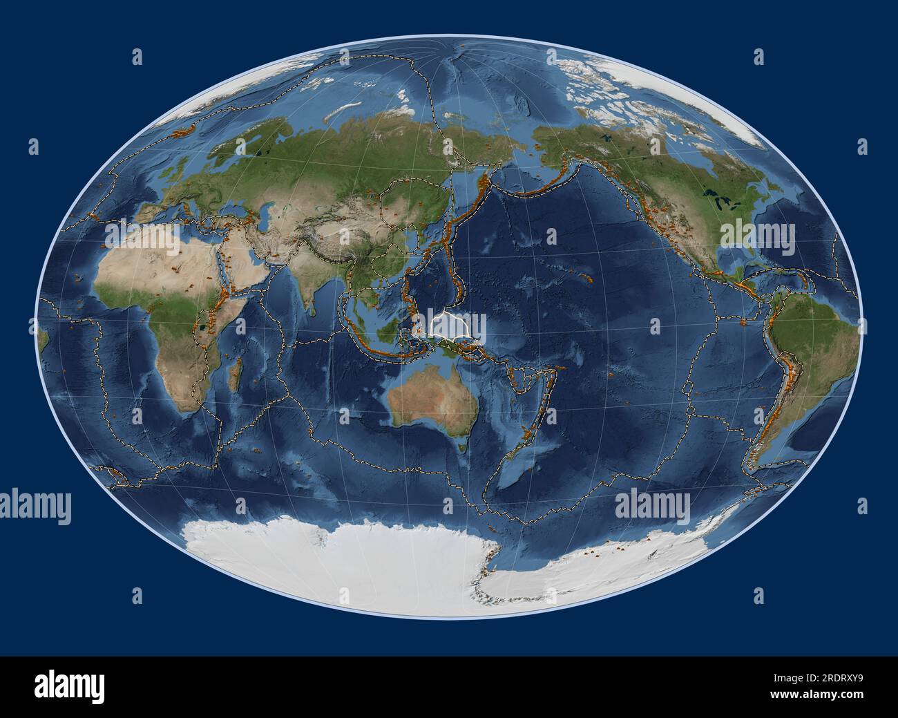 Caroline tectonic plate on the Blue Marble satellite map in the Fahey ...