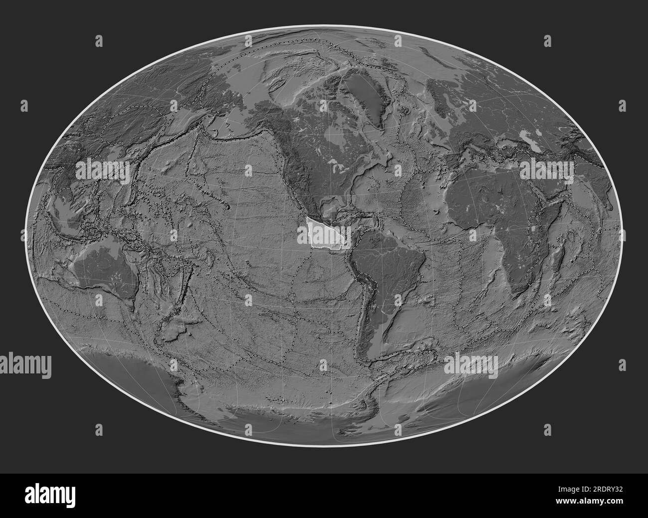 Cocos tectonic plate on the bilevel elevation map in the Fahey Oblique ...