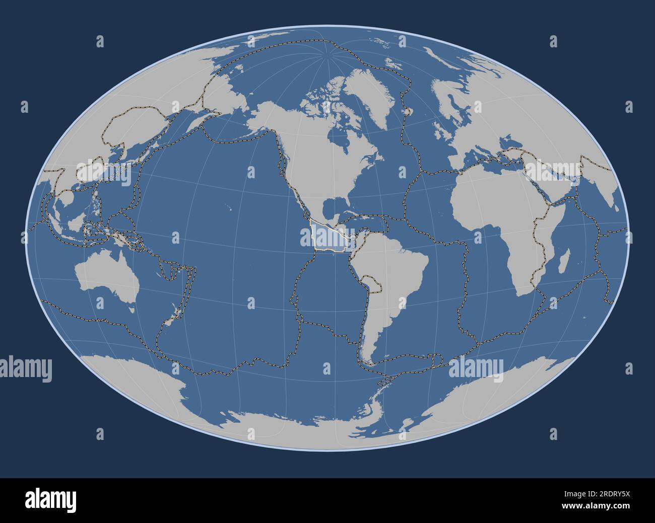 Cocos tectonic plate on the solid contour map in the Fahey Oblique ...