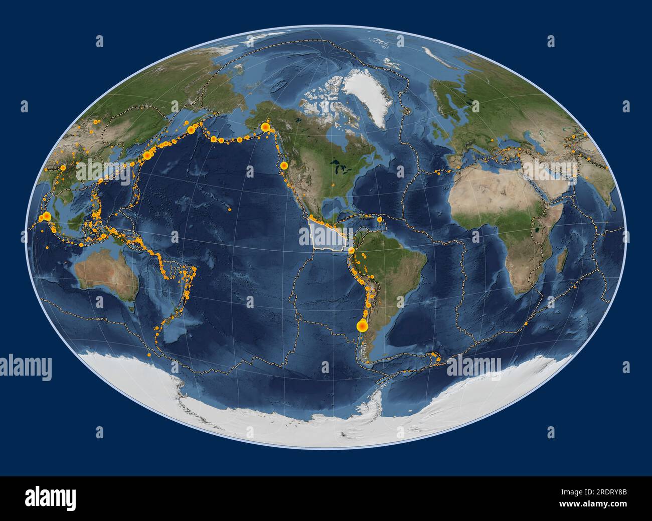 Cocos tectonic plate on the Blue Marble satellite map in the Fahey ...