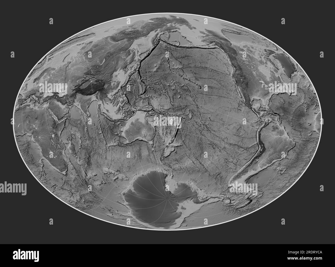 Conway Reef tectonic plate on the grayscale elevation map in the Fahey ...
