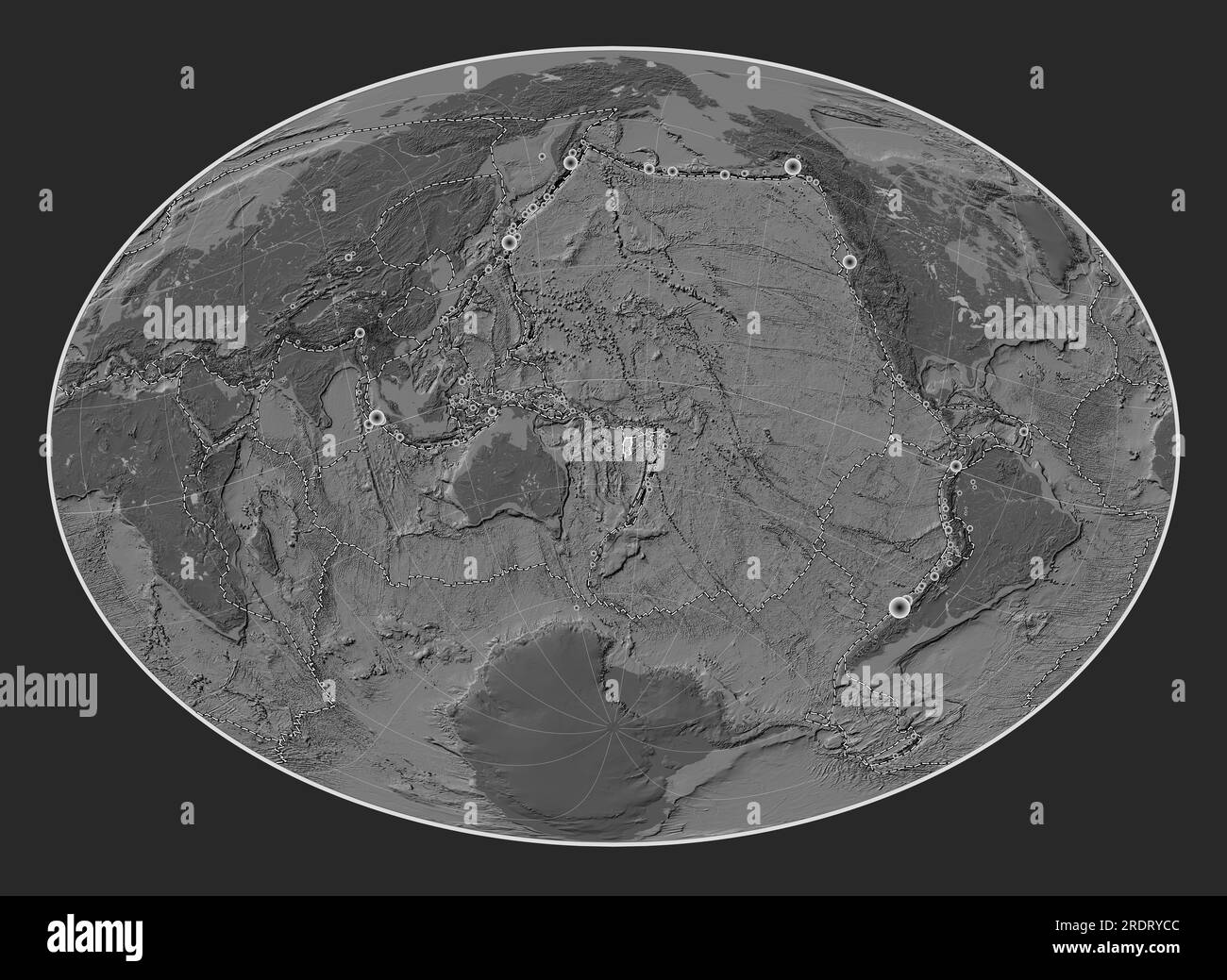 Conway Reef tectonic plate on the bilevel elevation map in the Fahey ...