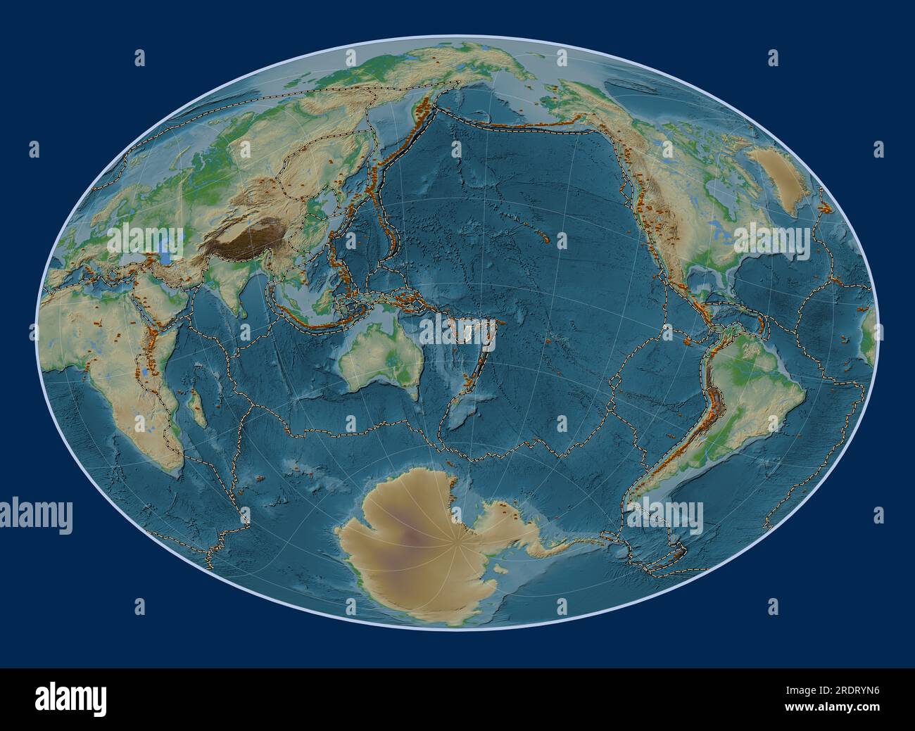 Conway Reef tectonic plate on the physical elevation map in the Fahey ...