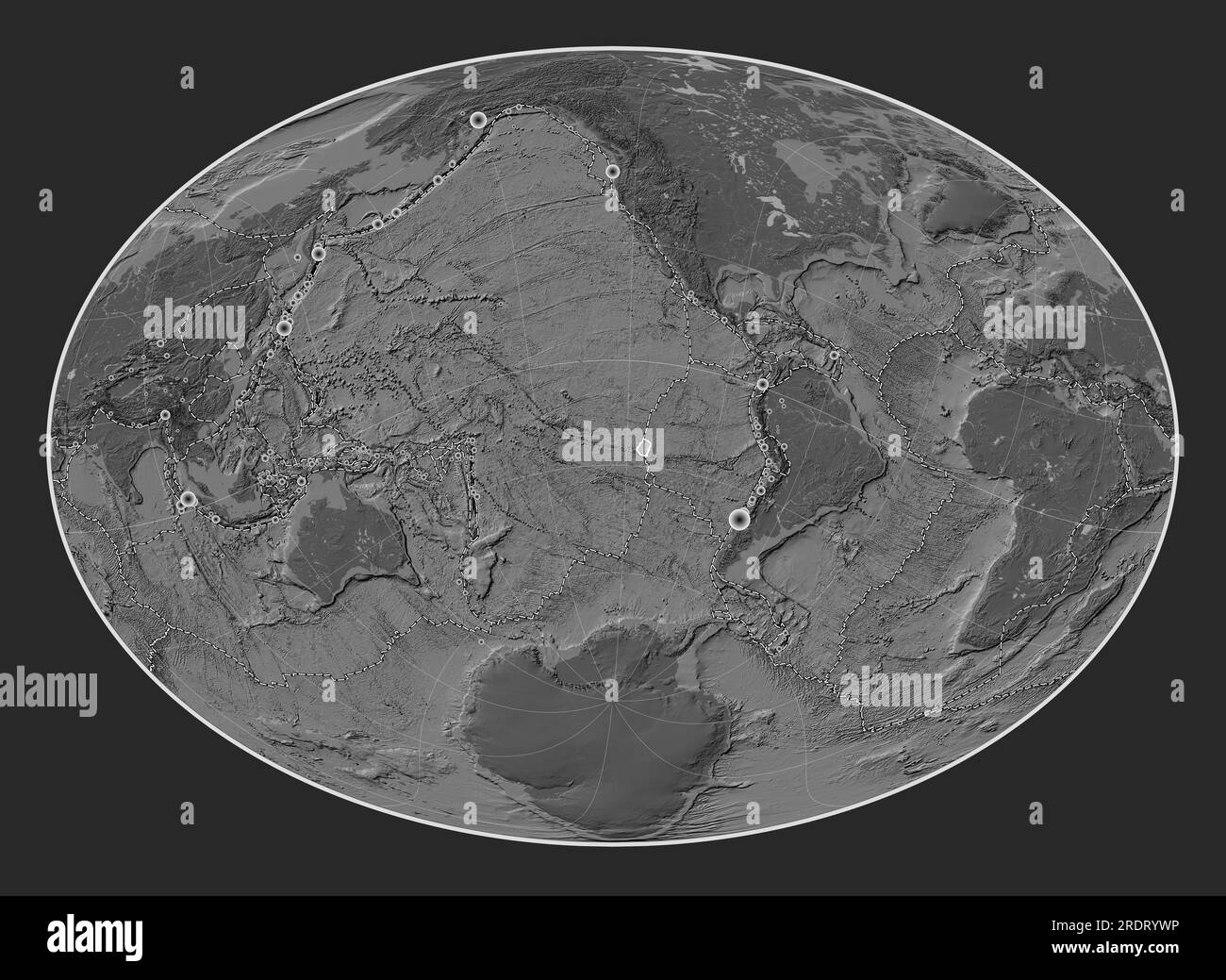 Easter tectonic plate on the bilevel elevation map in the Fahey Oblique ...
