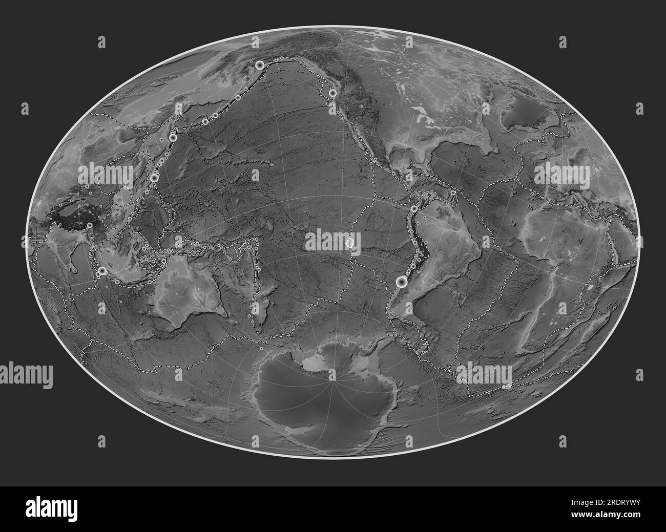 Easter tectonic plate on the grayscale elevation map in the Fahey ...