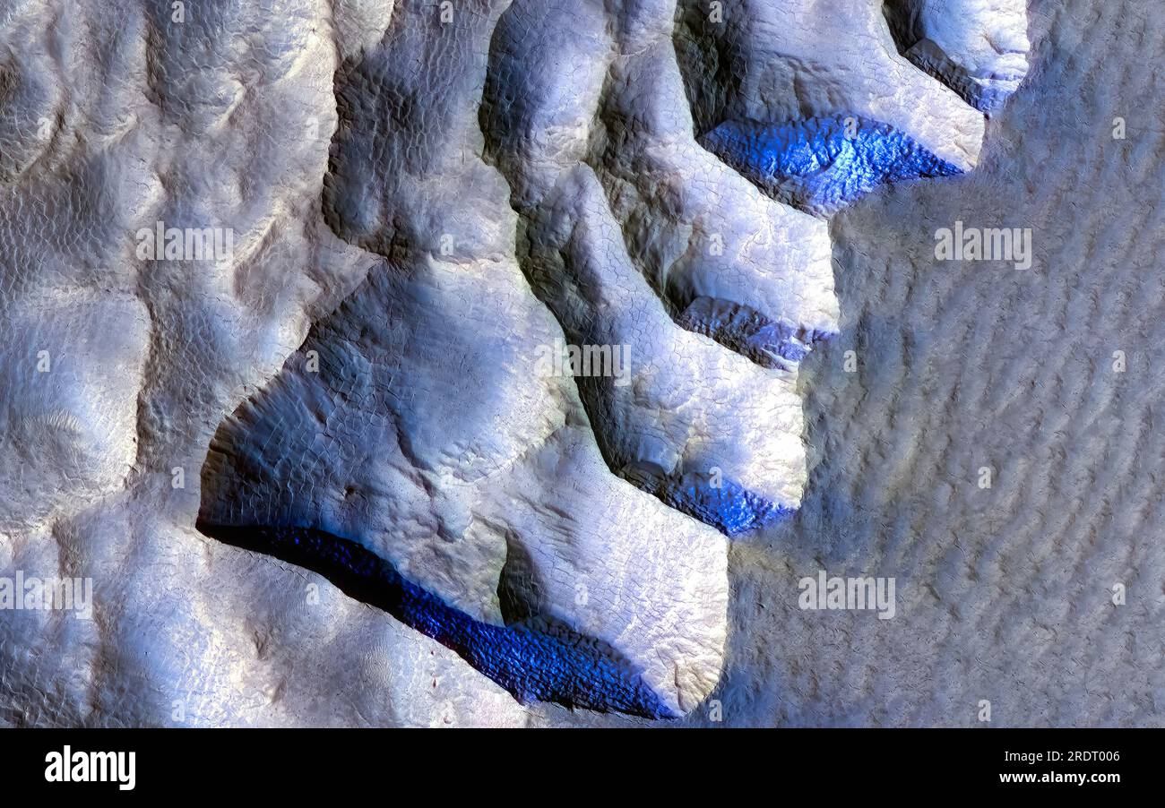 Planet Mars Exploration. Icy cliffs. This area, on the western edge of ...