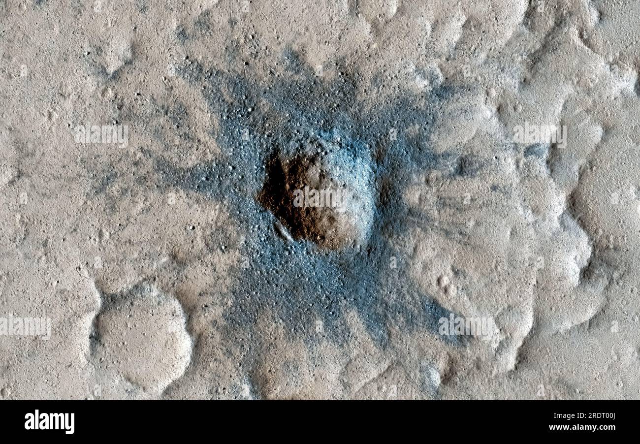 Planet Mars Exploration. Impressive impact crater on Mars's surface ...
