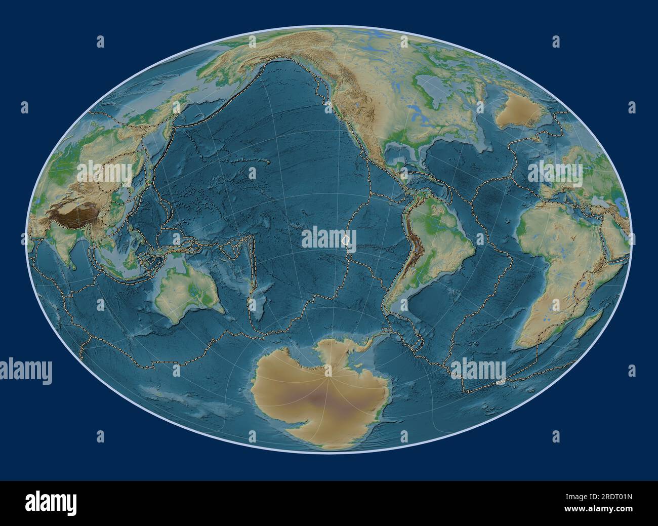 Easter tectonic plate on the physical elevation map in the Fahey ...