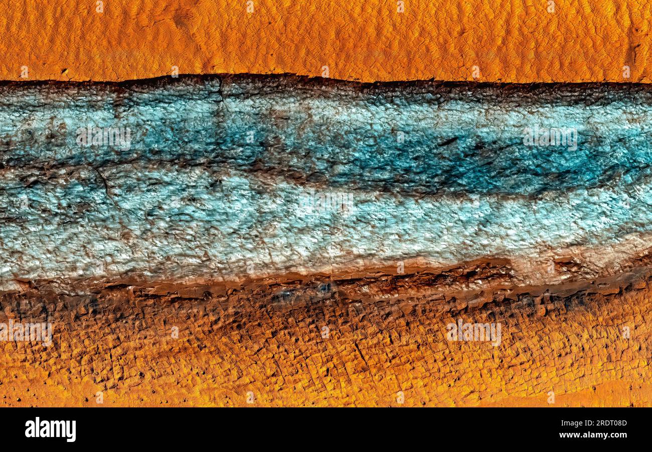 Planet Mars Exploration. Cliffs of ice in the mid-latitudes. Color ...