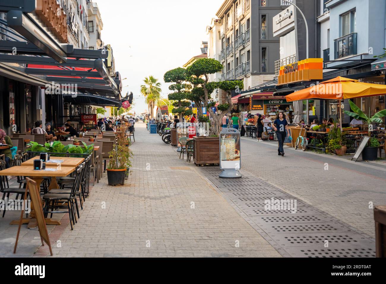 Fethiye, Turkey - June 9, 2023: Street of old town Fethiye with cafes ...