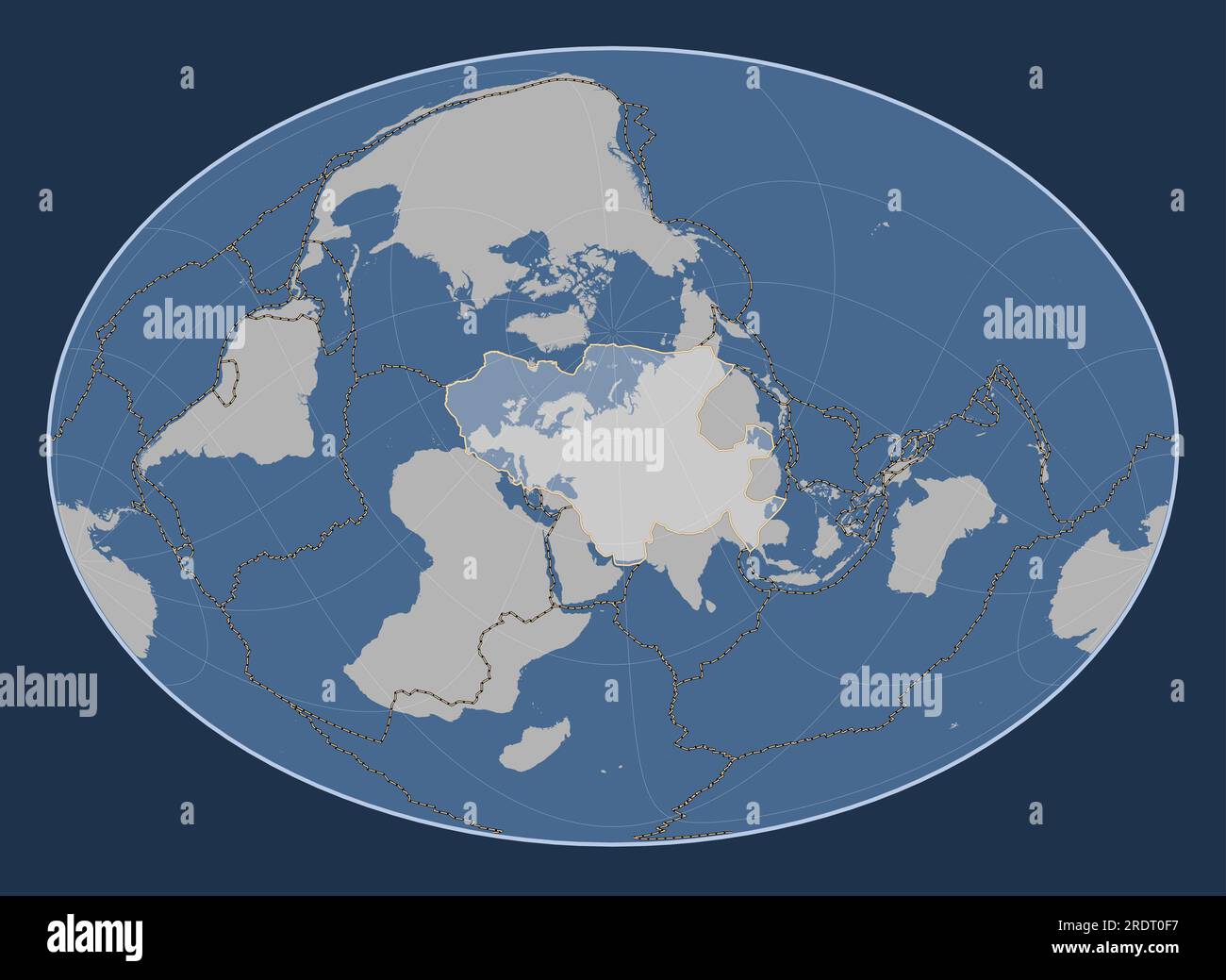 Eurasian Tectonic Plate On The Solid Contour Map In The Fahey Oblique Projection Centered
